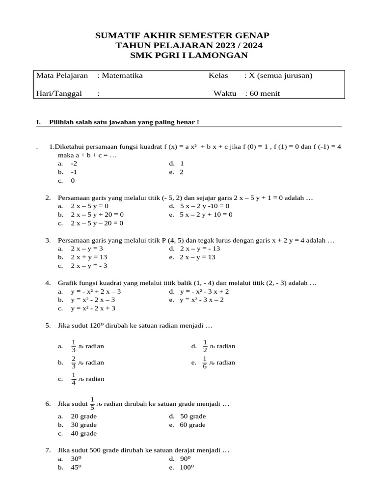 Sumatif Akhir Semester Genap 2023-2024 | PDF