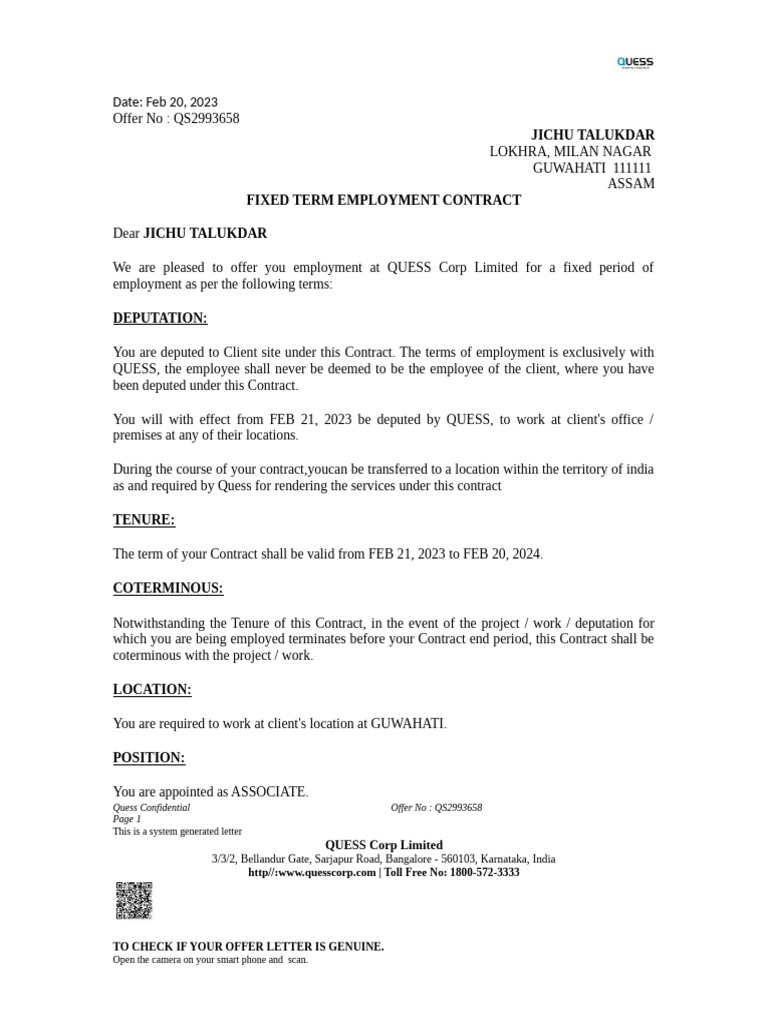 Offer Letter | PDF