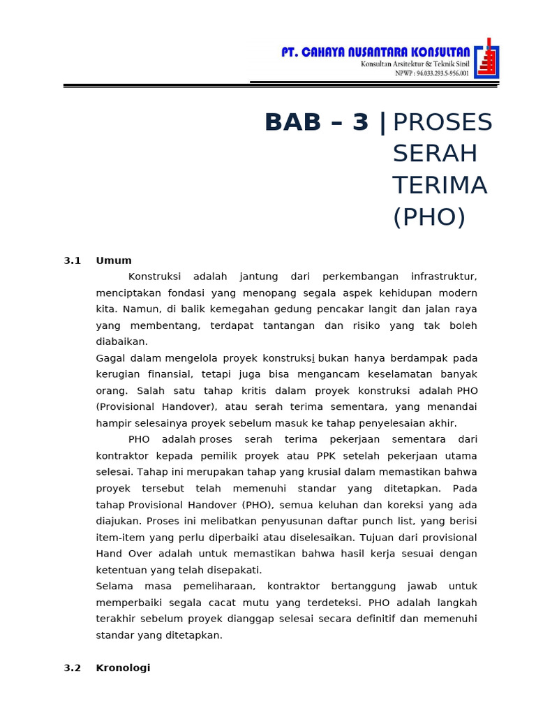 Bab-3 Proses Serah Terima PHO | PDF