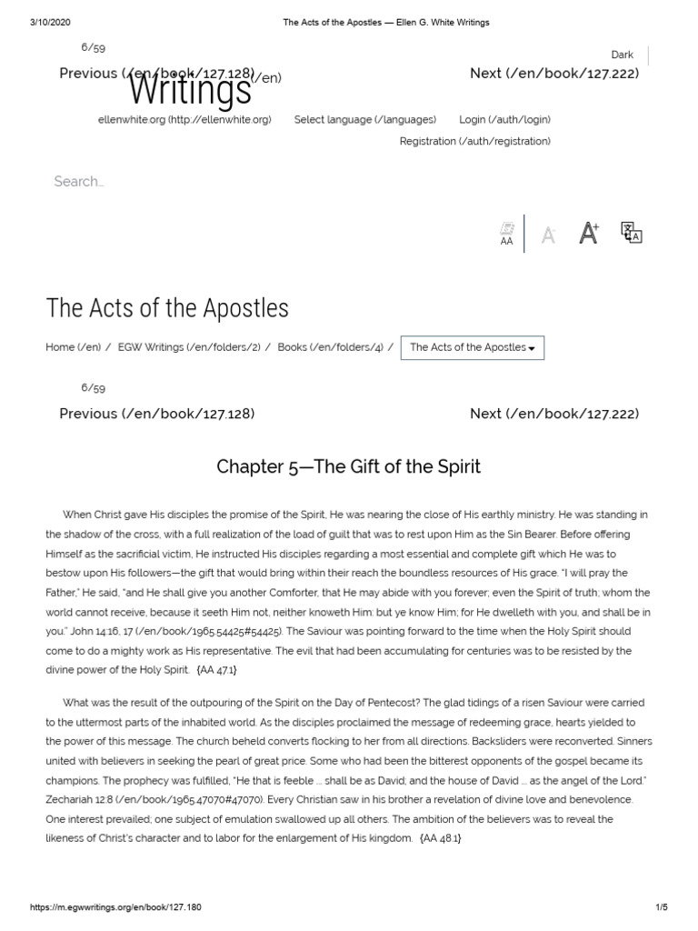 The Acts of The Apostles - Ellen G. White Writings | PDF | Jesus | Religion & Spirituality