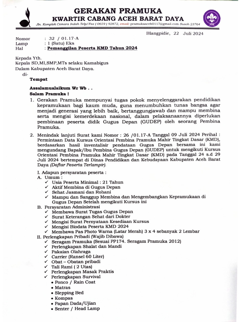 Edaran Peserta KMD 2024 | PDF