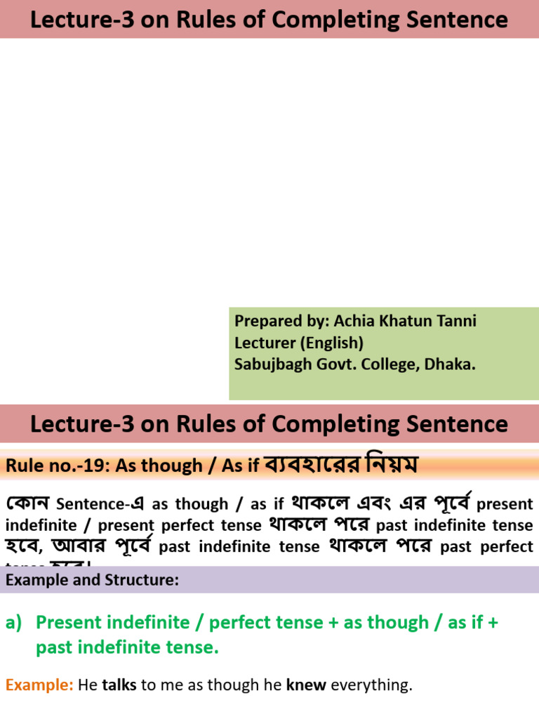 English Class-Part 7 - Completing Sentence-Part-iii PDF | PDF | Verb | Grammatical Tense