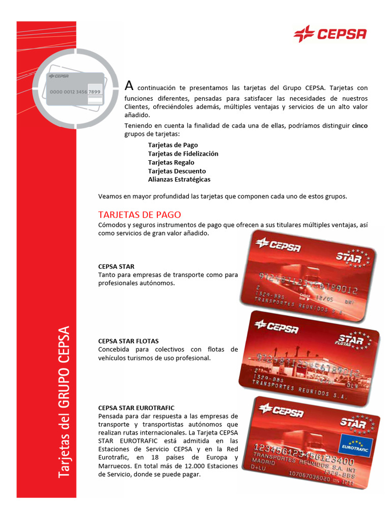 08 - Tarjetas Del GRUPO CEPSA | PDF
