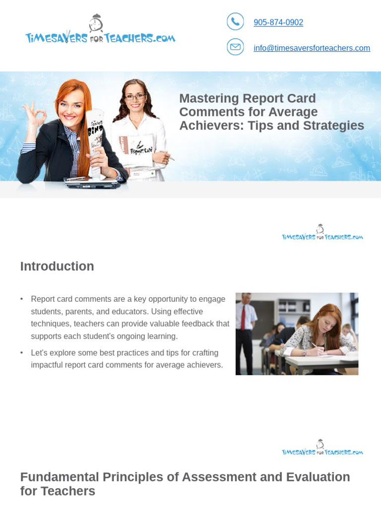 Effective Report Card Comments For Average Achievers | PDF ...