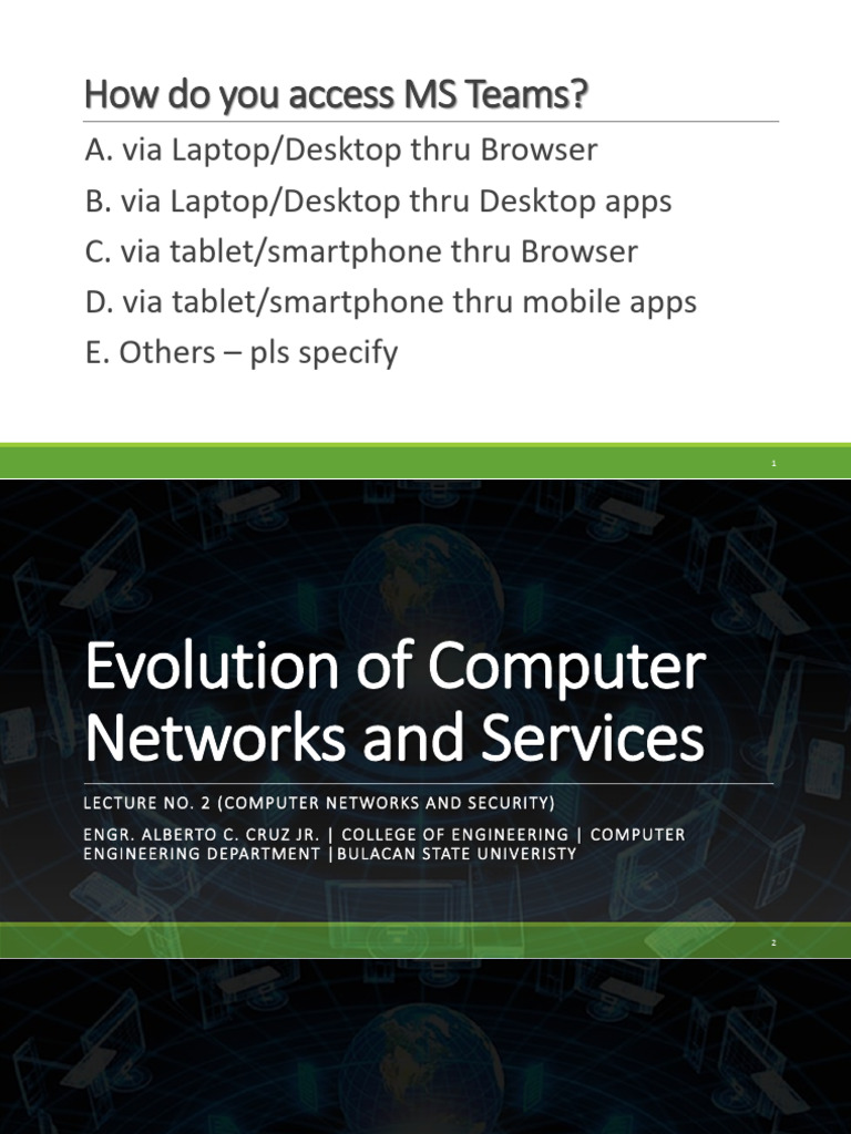 Week 2 - Evolution of Compnet (Cpe3c) | PDF