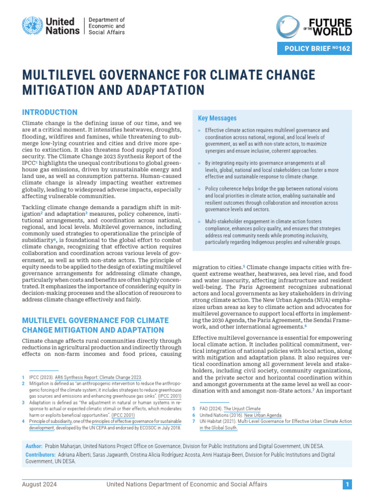 Multilevel Governance in Climate Action | PDF | Governance | Climate Change Mitigation
