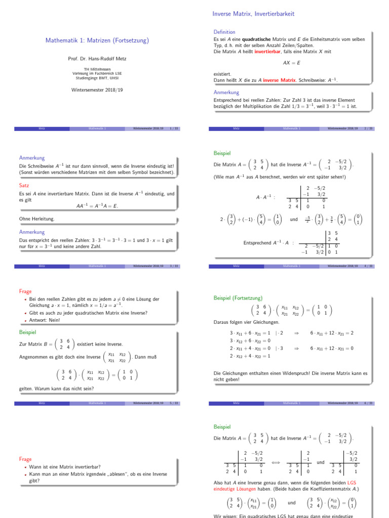 Math1-Matrizen 2 | PDF