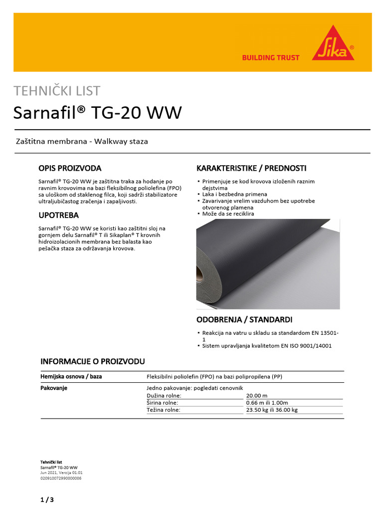 Sarnafil TG 20 WW | PDF