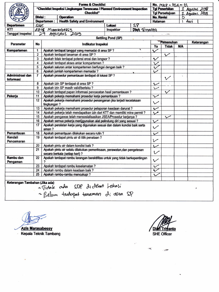 Laporan Inspeksi Lingkungan | PDF