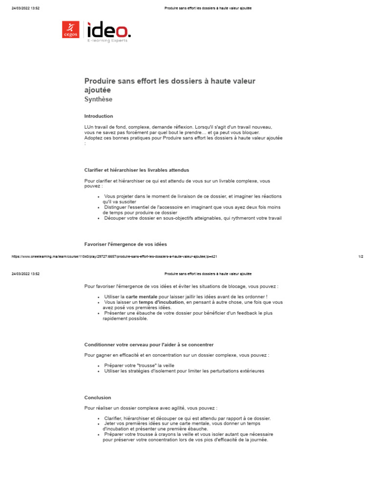 Produire Sans Effort Les Dossiers À Haute Valeur Ajoutée | PDF