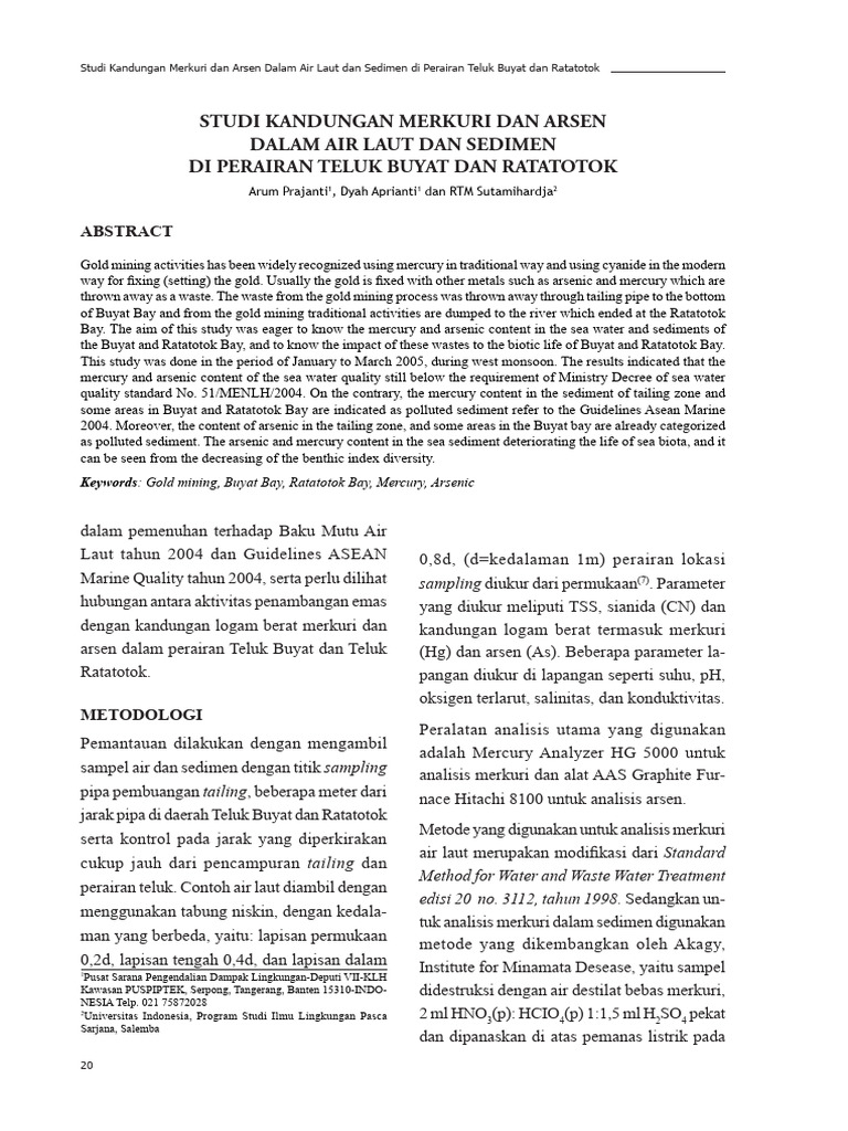 Studi Kandungan Merkuri Dan Arsen Dalam 4bc896d9 | PDF