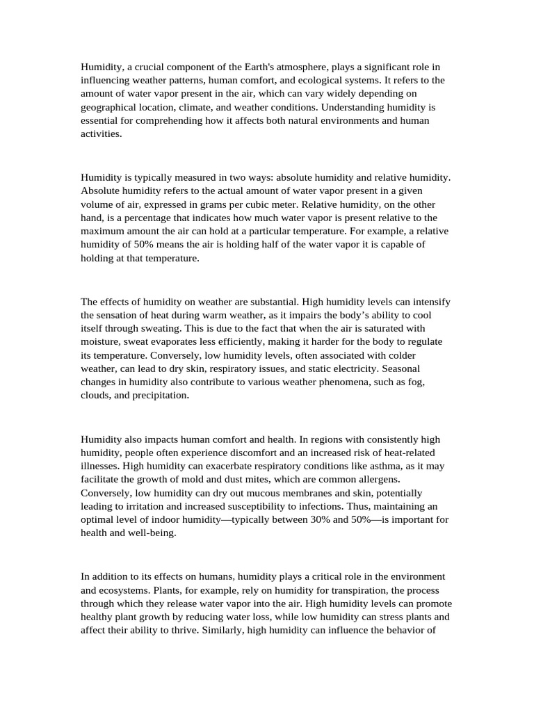 Essay On Humidity | PDF