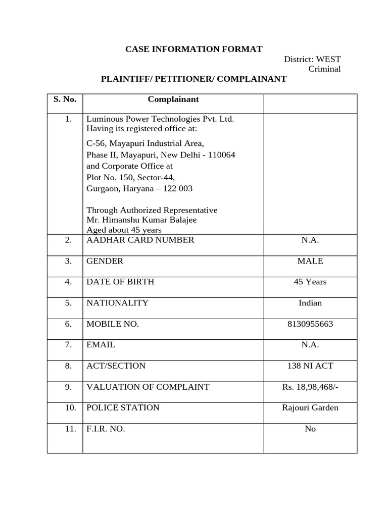 Neha Power Solutions Complaint | PDF