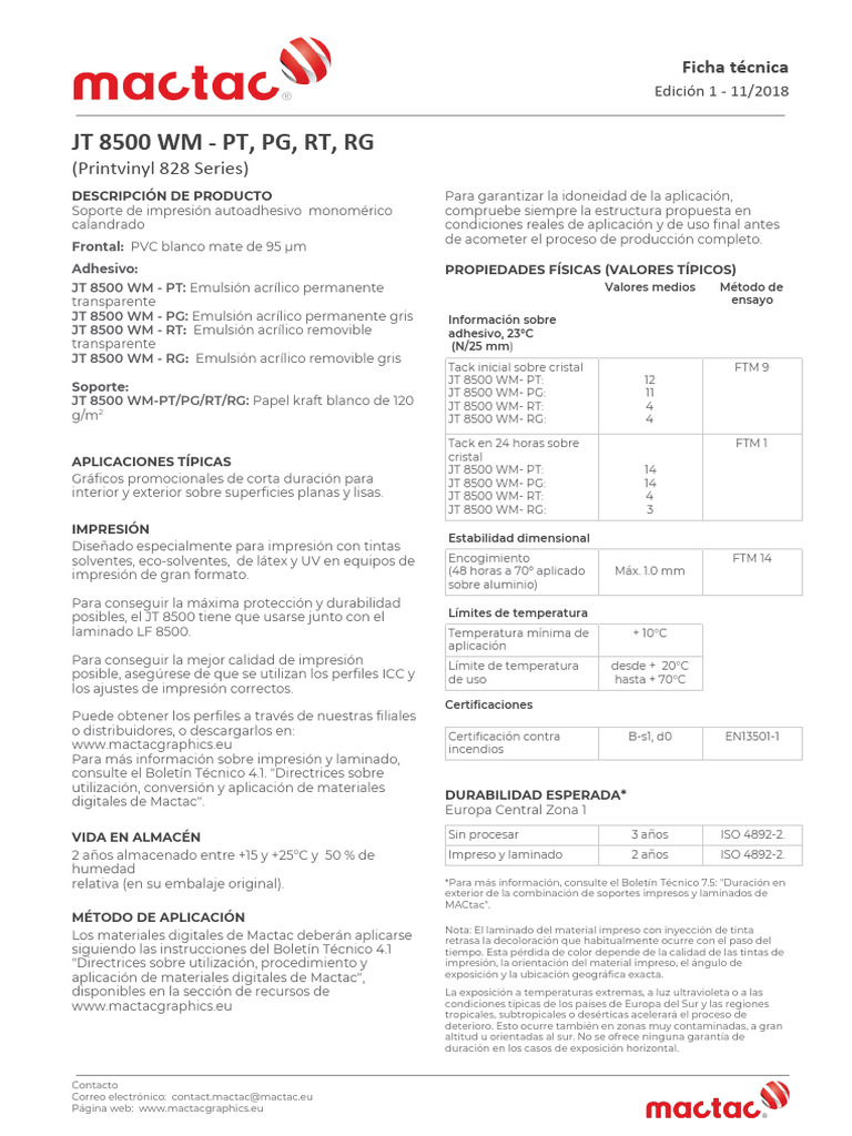 TD Mactac Digital JT 8500 WM-PT PG RT RG Es 0 | PDF | Tecnología