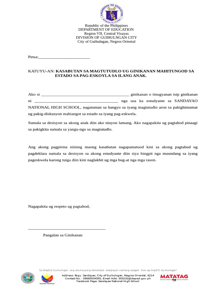 Dropout Letter | PDF | Philippines | Wellness