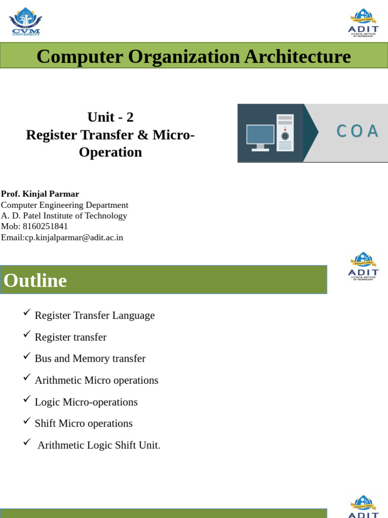 Unit-2 Register Transfer & Micro Operation | PDF
