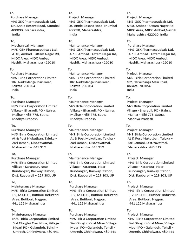 sample address - Copy 220 | PDF