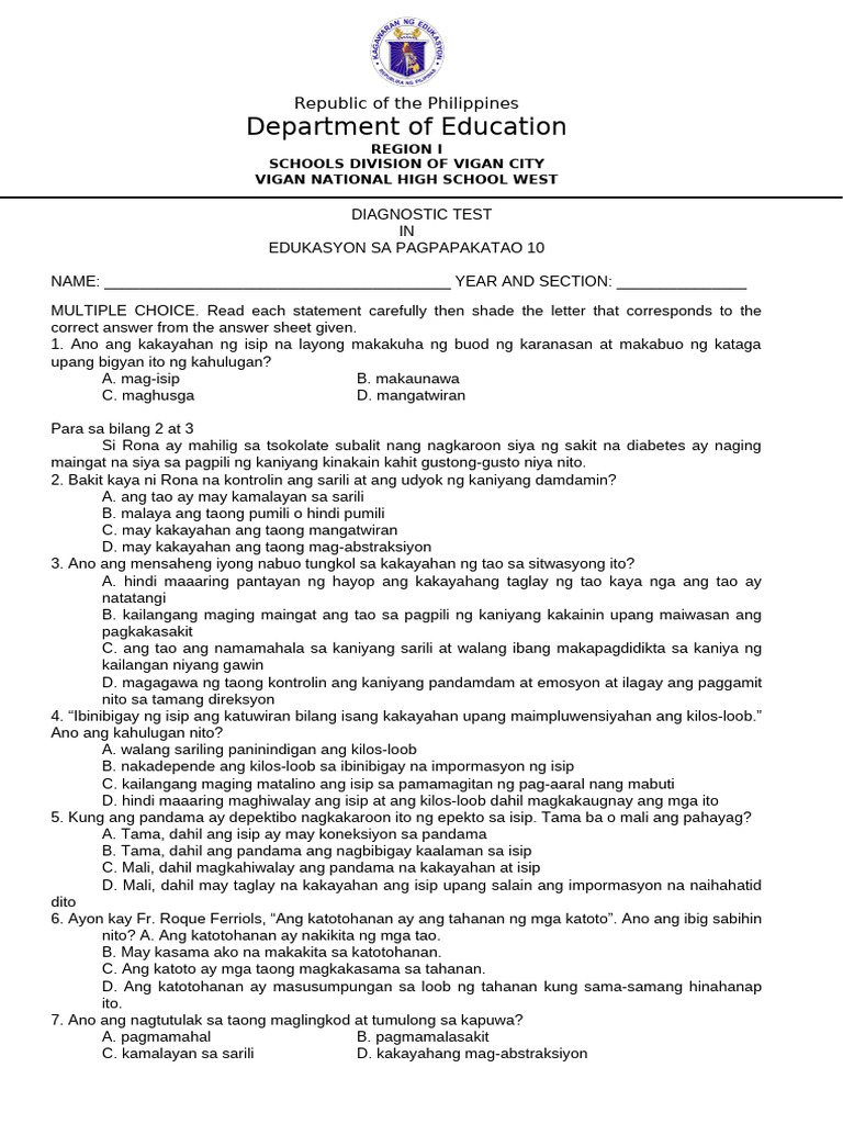 Esp 10 Diagnostic | PDF