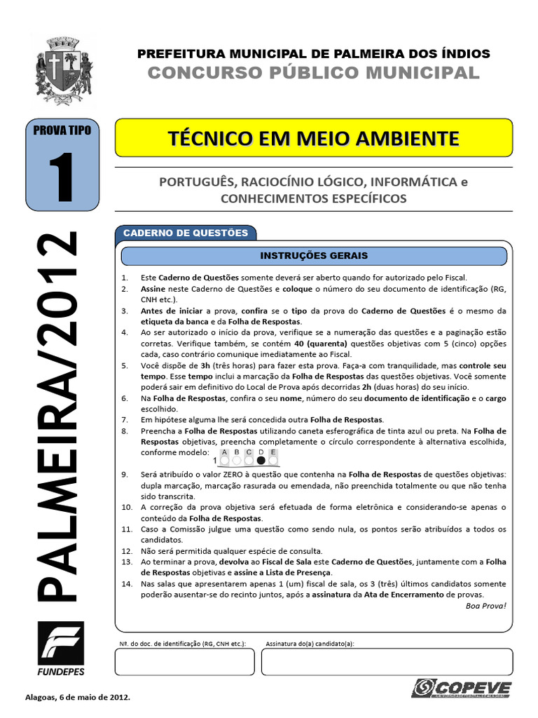 Prova-Med - Tec em Meio Ambiente (Tipo 1) | PDF