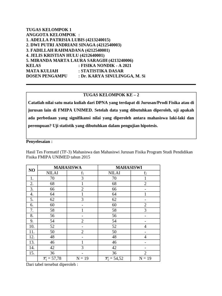 Tugas - 2 Kelompok 1 Statdas | PDF