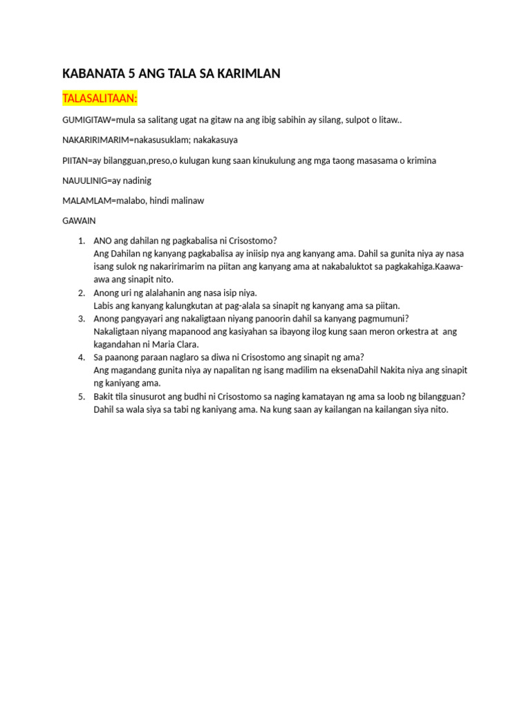 Kabanata 5 Ang Tala Sa Karimlan | PDF