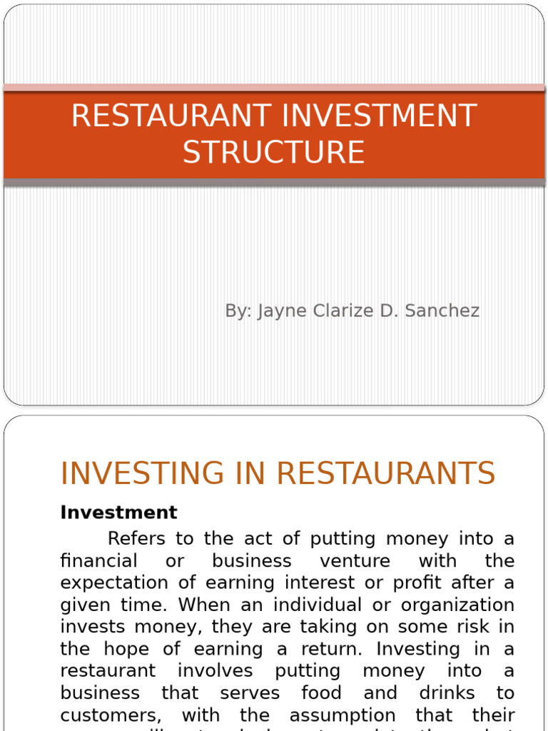 Restaurant Investment Structure | PDF