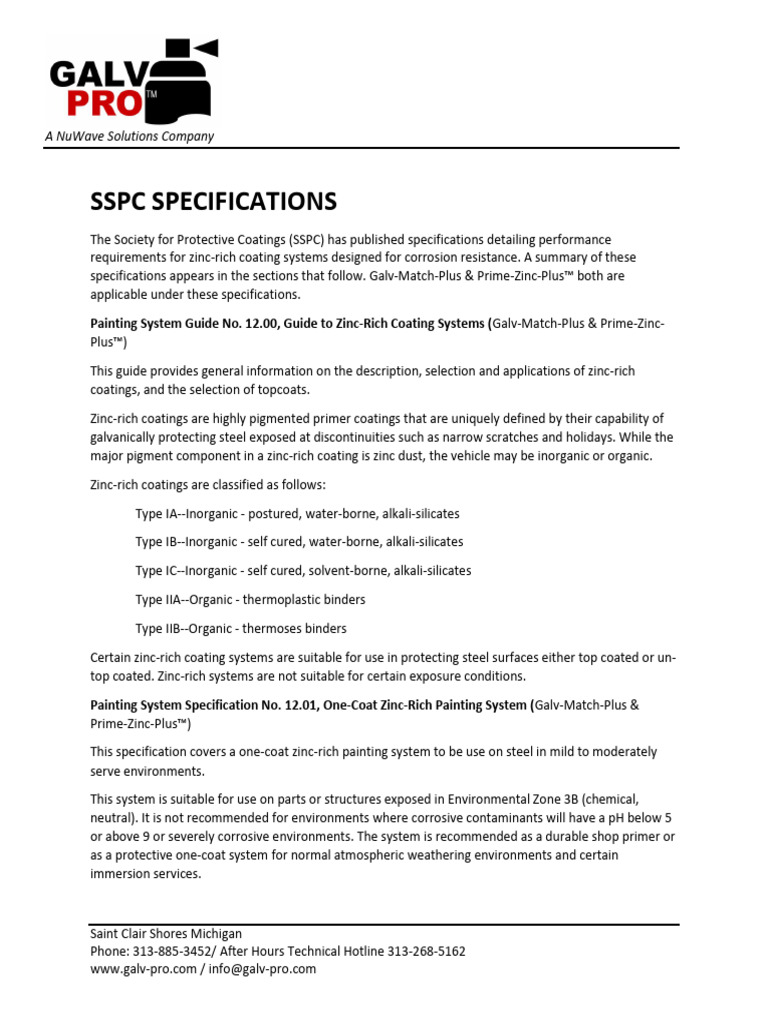 SSPC Specifications | PDF | Corrosion | Paint