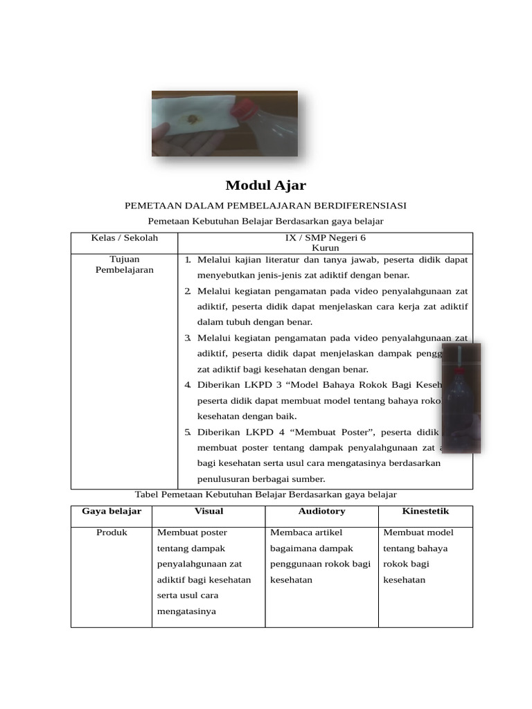 Modul Ajar Ilmu Word Pengetahuan Alam (IPA) - Zat Adiktif - Fase D | PDF