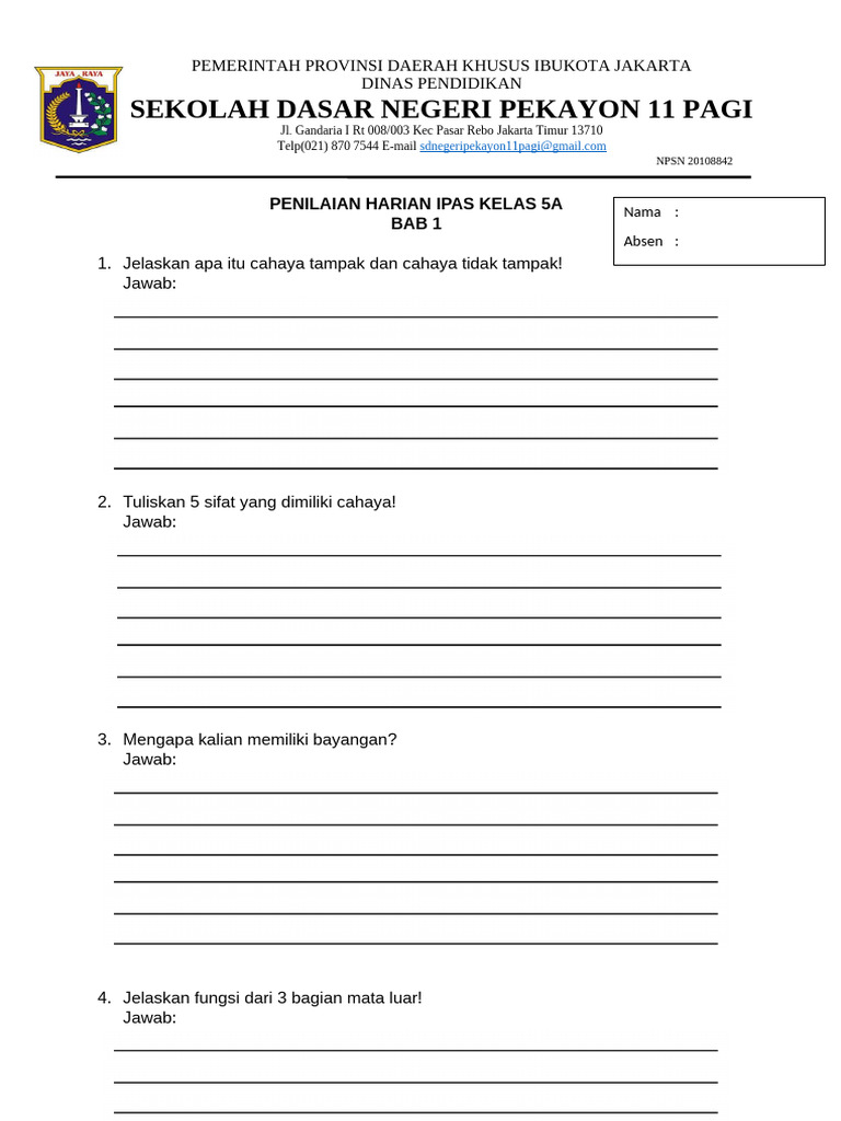 Soal Bab 1 - PH Ipas | PDF