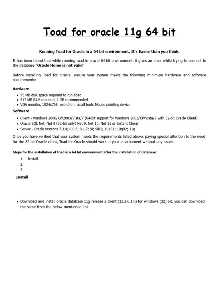 Toad For Oracle 11g 64 Bit | PDF