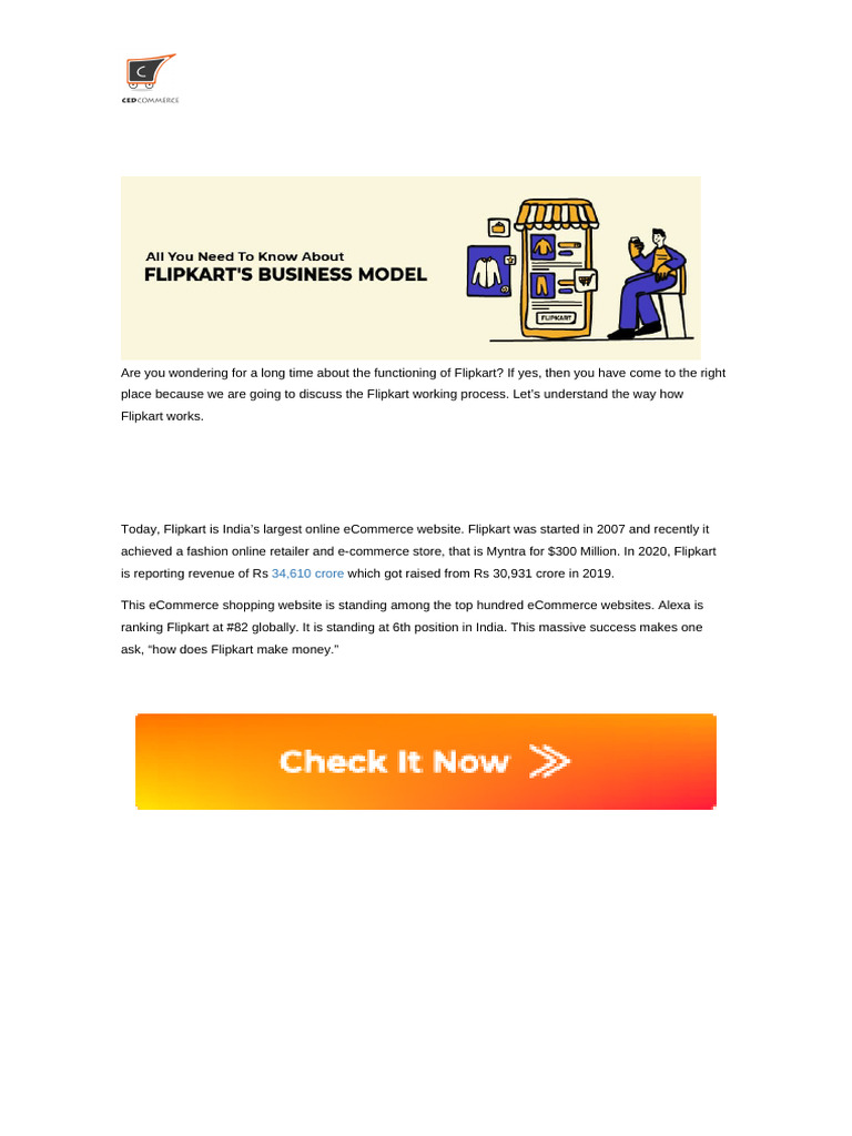 Lets Understand The How Flipkart Works CedCommerce | PDF | E Commerce ...