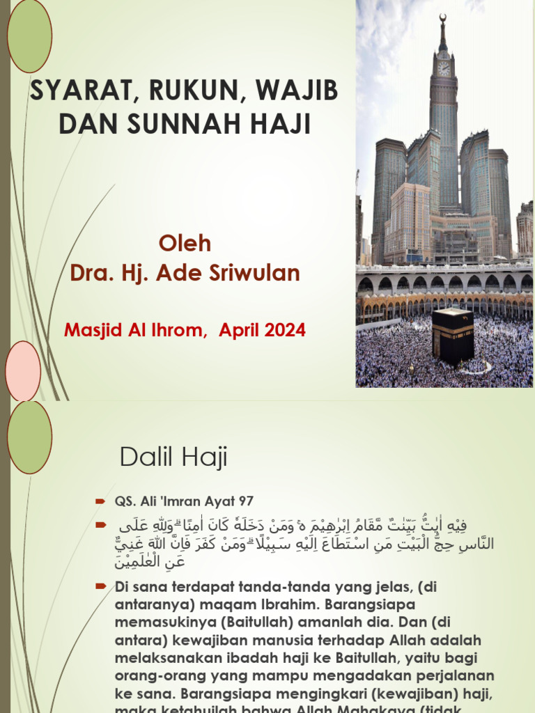 Syarat, Rukun, Wajib Dan Sunnah Haji | PDF