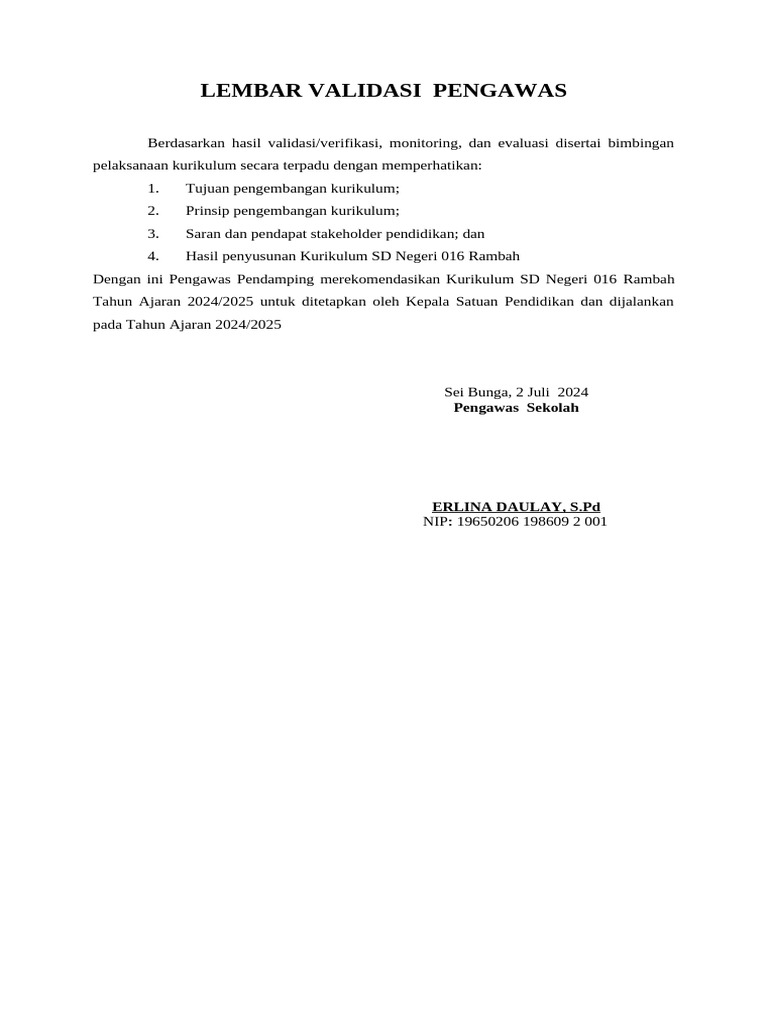 3.lembar Penetapan Dan Validasi Pengawas | PDF