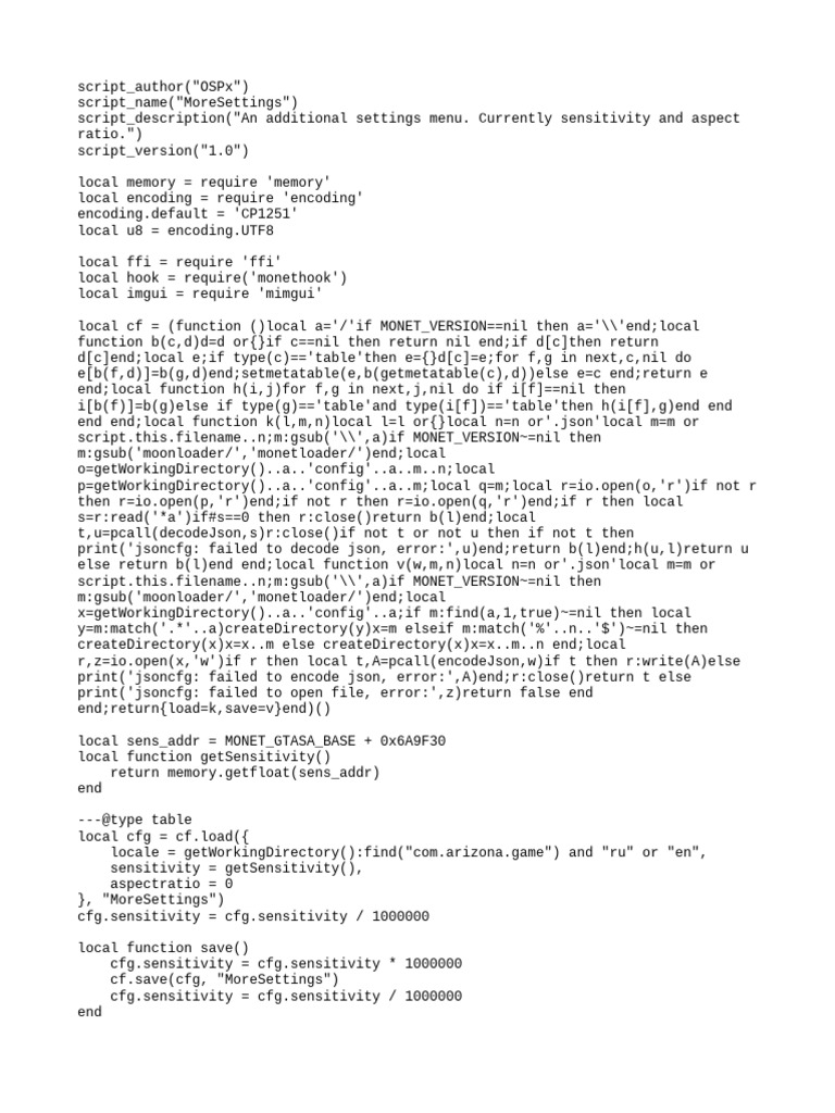 MoreSettings-1 Lua | PDF