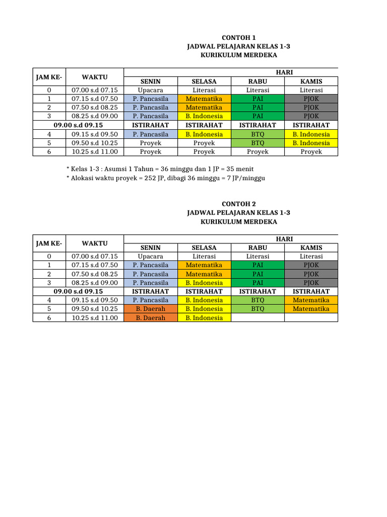 Contoh Jadwal Pelajaran (AutoRecovered) | PDF