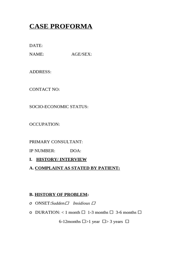Case Proforma | PDF