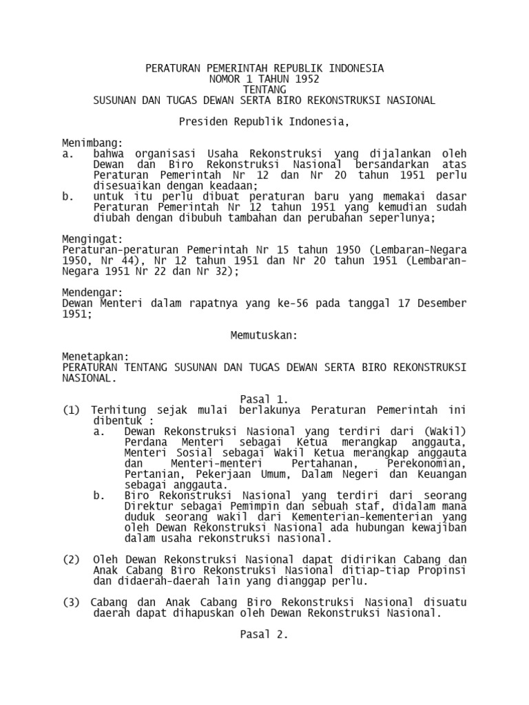 Pp No 001 Tahun 1952 Pdf