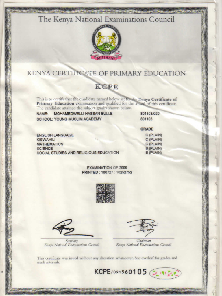 Kcpe Cert | PDF