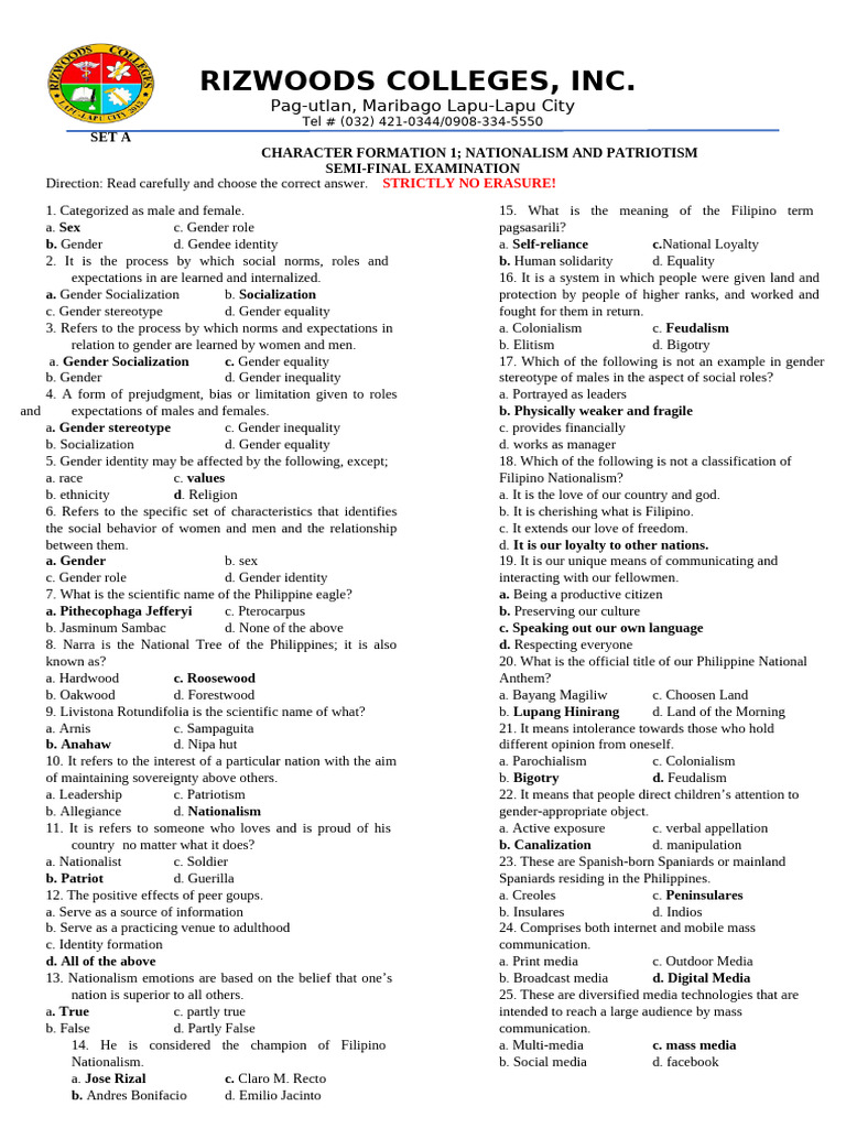 CFLM Semi Answer Key | PDF