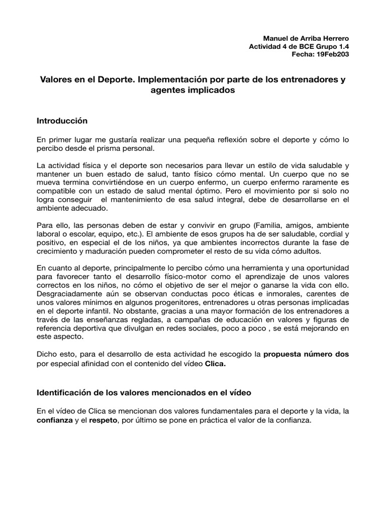 Actividad 4 BCE | PDF | Deportes | Crecimiento personal y profesional