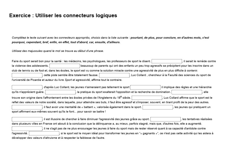 Exercice - Utiliser Les Connecteurs Logiques (Les Connecteurs Logiques ...
