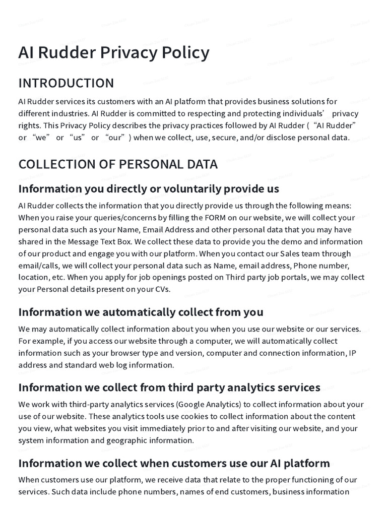 AI Rudder Privacy Policy | PDF AI Rudder Privacy Policy | PDF