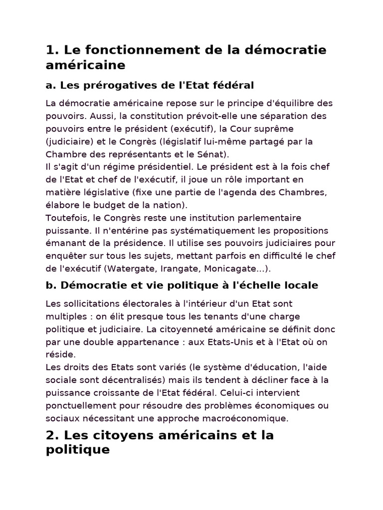 Le Système Politique Et Adm Des USA | PDF