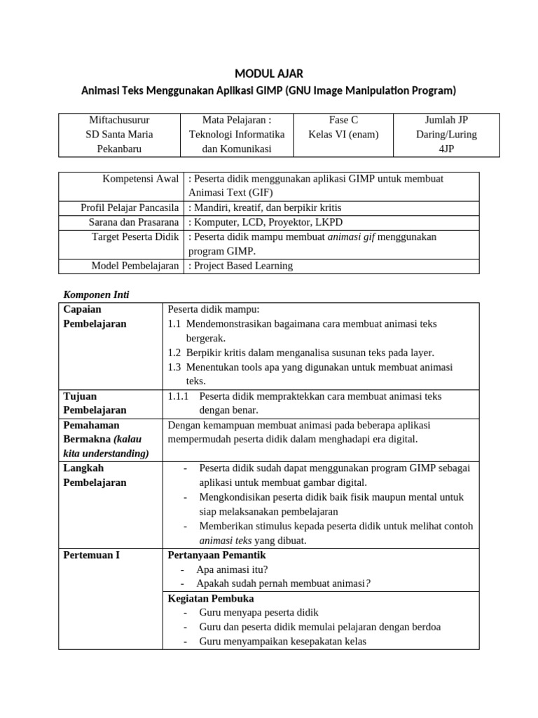 Modul Ajar Informatika 6 | PDF