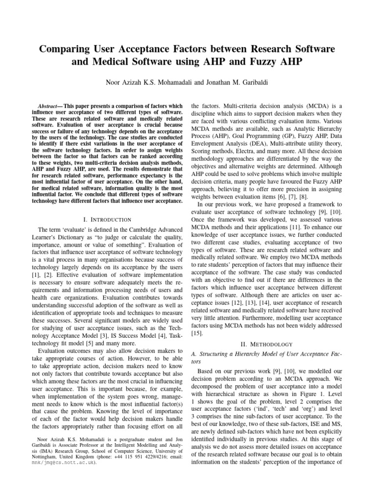 Comparing User Acceptance Factors Between Research Software and Mdical ...