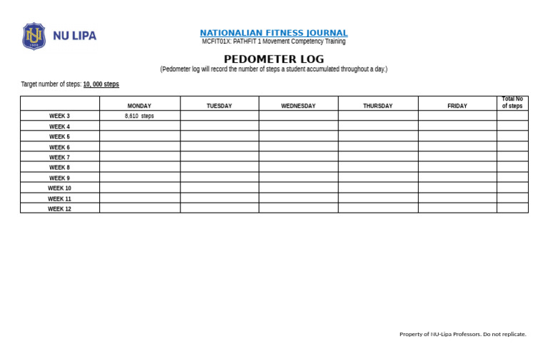 Pedometer Log | PDF