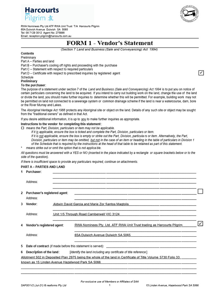 HAZELWOOD PARK - FORM 1 | PDF