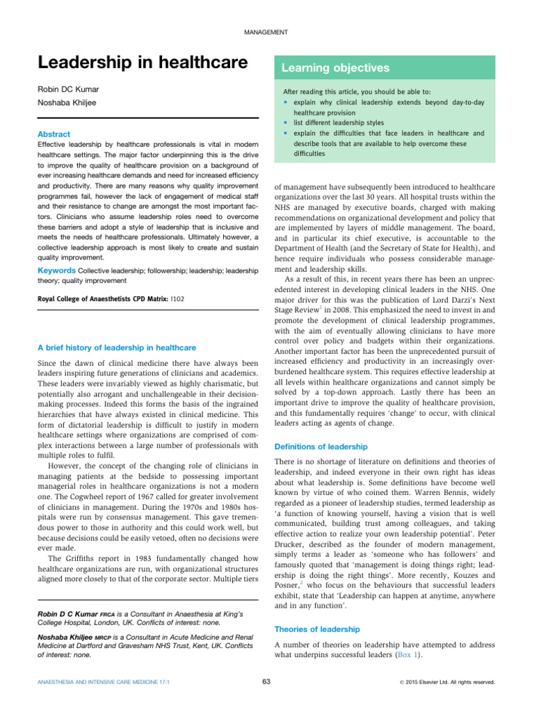leadership in healthcare | PDF