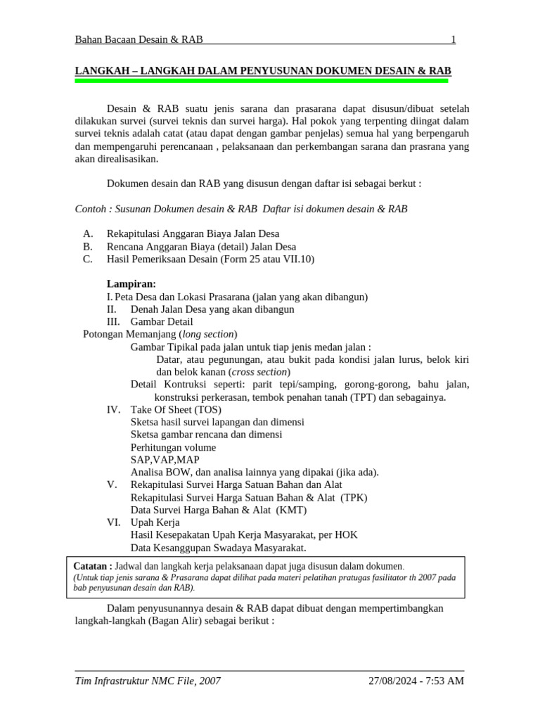 08 Bacaan Langkah - Langkah Penyusunan Desain & RAB - 1 | PDF