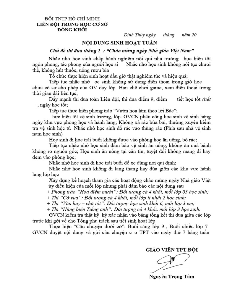 Noi Dung SHL Tuan 09-2022 | PDF